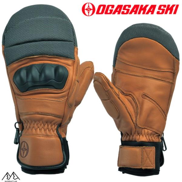 OGASAKA GS/CA レーシング ミトン グローブ プロテクター付き 競技専用ミトンスキーグローブインナーは5本指です。カラー:キャメル素材：山羊革+合成皮革　プロテクター：合成樹脂サイズ:S・M・L・O