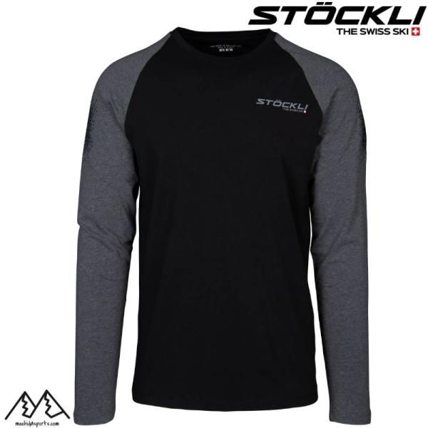 STOCKLI Longsleeve Shirt black-antra WRT BLACK ストックリ 長袖TシャツStockli の定番、カラーブロック デザインのクルーネック ロングスリーブ シャツ。胸に Stockli のプリント、...