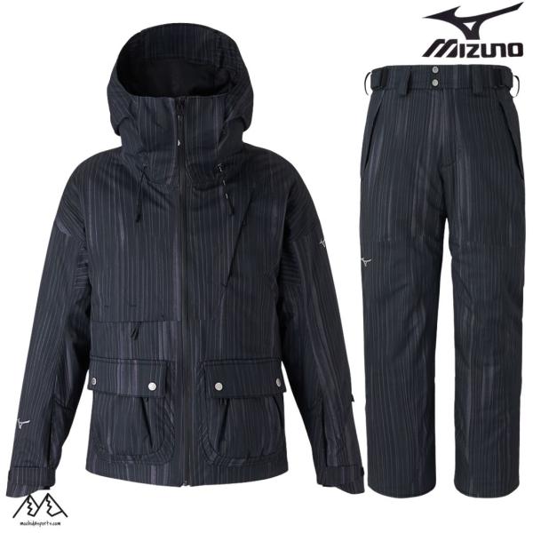 MIZUNO FREE SKI PRINT PARKAブレスサーモ2Wayストレッチ耐水圧：20000mmフルシームシーリング、脇下ベンチレーション、ウエストスノーゲーター、ストレッチインナーカフ、ヘルメット対応フード、ポケット収納パスケー...