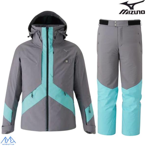 MIZUNO DEMO SOLID SKI PARKA ブレスサーモ2Wayストレッチ耐水圧：20000mmシームシーリング、脇下ベンチレーション、ウエストスノーゲーター、ストレッチインナーカフ、ヘルメット対応フード、胸ポケット収納パスケー...