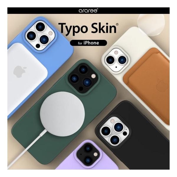araree（アラリー）の「TYPOSKIN」（タイポスキン）は、肌触りのいいシリコン素材を使用したMagSafe対応ケースです。AR24672i14BK AR24673i14GR AR24674i14ST AR24675i14PL AR2...