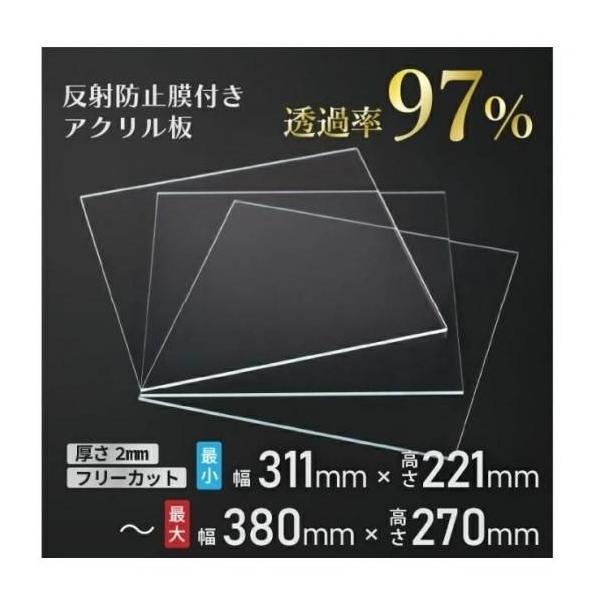 本製品はアクリル板のカット上、受注生産の為納期はご注文確定後、10日程度となりますのでご注意お願い申し上げます。（※ご注文完了後、長辺と短辺の長さを備考欄に記載するか直接ご連絡お願いします。）●額縁の前面板をもともと付いているガラスから反射...