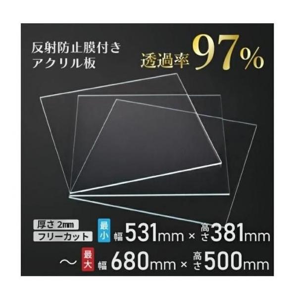 本製品はアクリル板のカット上、受注生産の為納期はご注文確定後、10日程度となりますのでご注意お願い申し上げます。（※ご注文完了後、長辺と短辺の長さを備考欄に記載するか直接ご連絡お願いします。）●額縁の前面板をもともと付いているガラスから反射...
