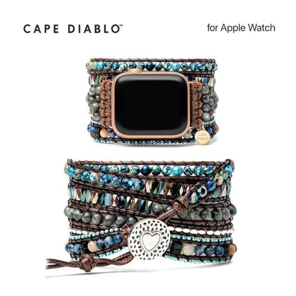 cape diabloの「セリーンオーシャン」は、海を連想させるブルー系のエンペラーストーンと水晶を基調としたラップブレスレット風のデザインが魅力のApple Watchバンドです。CD25119AW CD25118AWアップルウォッチベル...
