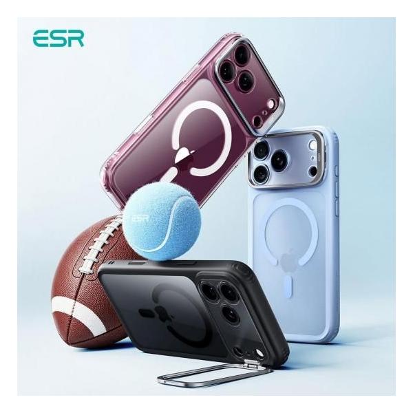 ESR「Classic スタンド付きハイブリッドケース」は、カメラフレームが隠しスタンドとして展開するハイブリッドクリアケースです。MagSafe対応アクセサリがスムーズに吸着する、強力なマグネットを搭載しています。ES28567i18PR...