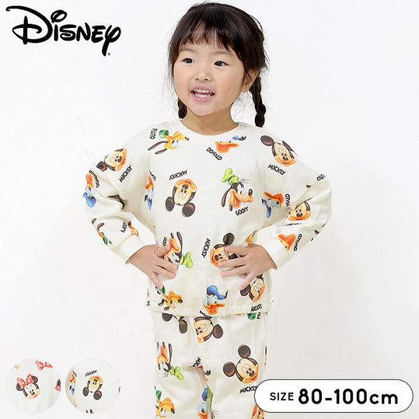 ◎ディズニー Disney 長袖パジャマ 上下セット。キャラクターの総柄プリントがおしゃれ！通気性の良い生地なので寝汗の心配も安心☆ミッキーとミニーの2色展開。プレゼントにもおすすめの1枚です。【詳細】■生地感：通気性の良い柔らかな生地■裏...