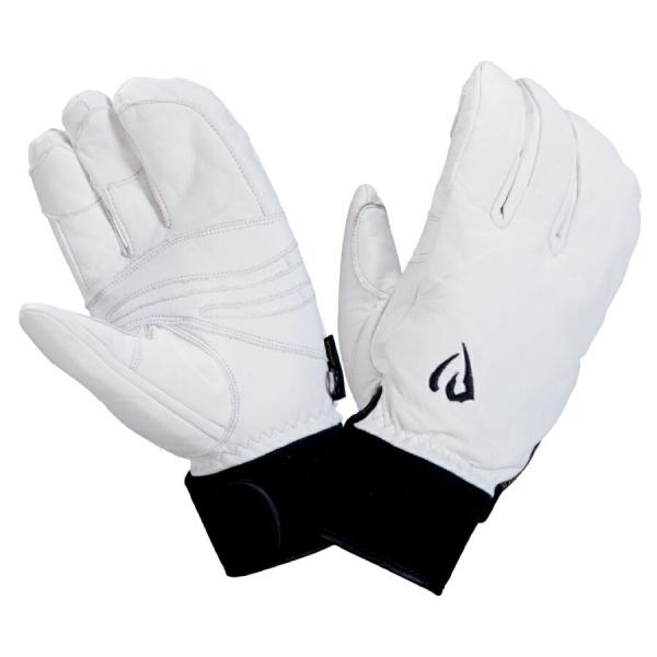 ID one (アイディーワン) スキーグローブ 日本生産 クロスライド４フィンガー ホワイト/ブラック スキー手袋 牛革 防水 冬 暖かい手袋 IDoneski.comID one オリジナル　グローブ柔らかいウォータープルーフレザー（防...