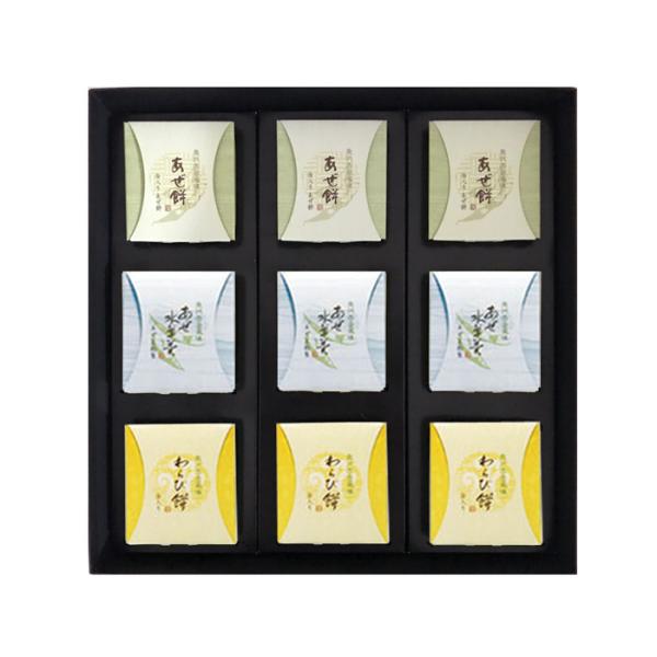 【商品説明】≪季節限定≫　枝豆(あぜ)餡をつかったあぜ餅、あぜ水羊羹と夏の定番和菓子のわらび餅をお日保ちのする缶入りです。【詰合せ内容】　あぜ餅・あぜ水羊羹・わらび餅 各3個【アレルギー】　特定原材料7品目は使用しておりません。【日保ち】　...