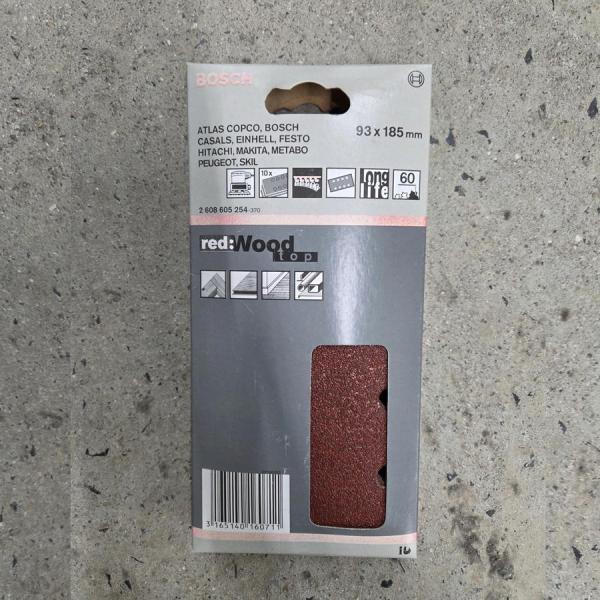 ボッシュ 吸じんオービタルサンダー用 サンディングペーパー 93X185mm 10枚入 #60 2608605254マジックテープ式【商品の状態】長期在庫による汚れ※北海道・沖縄・離島は送料見積もりとなります。