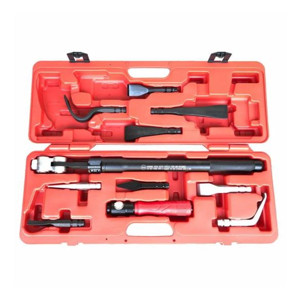 自動車整備から機械メンテナンスなど、幅広く使用できるヘビーデューティーなプライバーセットです。 可変・伸縮機能付きのバーハンドルと叩いて使用できるグリップ付きハンドルの2種類のハンドルと9種類の先端アタッチメントの計11点セットです。 頑丈...