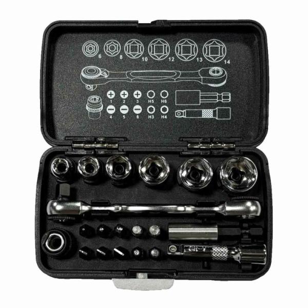 ▼セット内容1/4SQ・1/4Hビットラチェット72ギアビットホルダー50mmクイックリリース付きアダプター 1/4dr x 1/4HEXウォブル付きエクステンションバー 50mmビット：(＋)1-2-3　(−)4-5-6　(HEX)3-4...