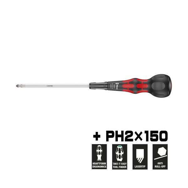 限定仕様 WERA社への別注でボールグリップ仕様のドライバーが登場！取扱店限定される商品となります。サイズ別に6種類をご用意・PH1x80mm green・PH2x100mm red・PH2x150mm red・PH3x150mm gree...