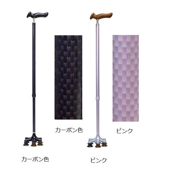 六つの杖先でしっかり安定、スムーズに歩けます。サイズ：全長　/　65.0〜87.5cm（2.5cmピッチ）　接地面　/　11.8cmD　握り　/　13.0cm材質：握り　/　プラスティック　　支柱　/　アルミニウム重量：490gカラー：カー...