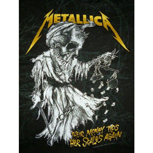 METALLICA - TIP SCALES T-SHIRTS ・正規品重鎮メタリカ、1988年リリースの4thアルバム「AND JUSTICE FOR ALL」の歌詞の一節「THEIR MONEY TIPS HER SCALES AGAI...