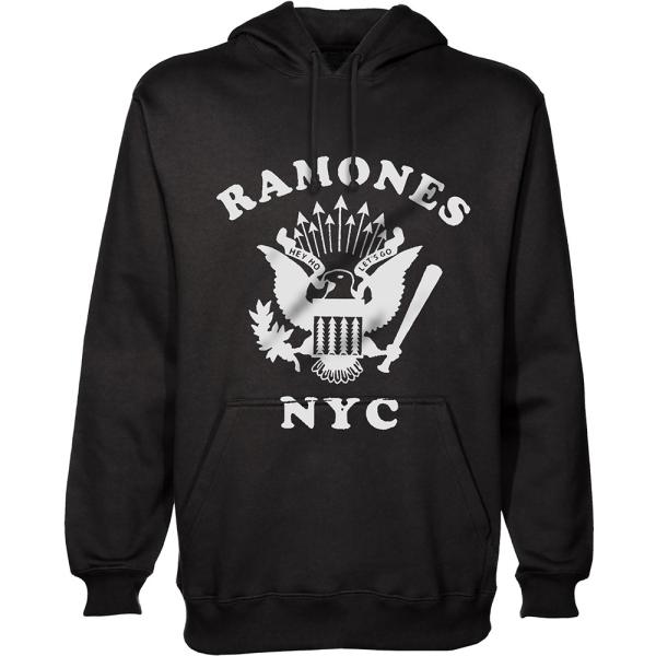 RAMONES UNISEX PULLOVER HOODIE: RETRO EAGLE NEW YORK CITYAn official licensed unisex cotton Pullover Hoodie featuring th...