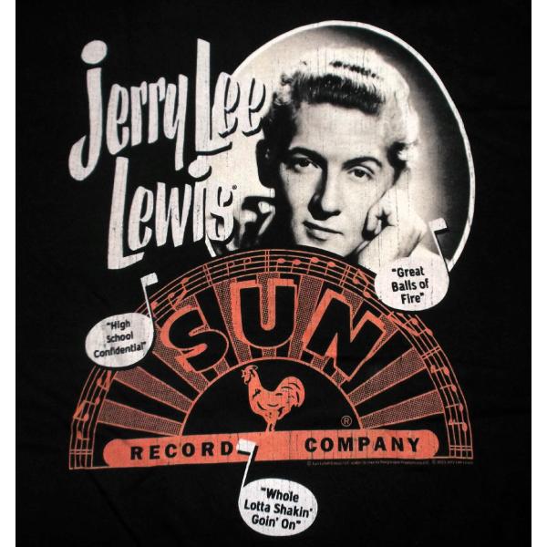 SUN RECORDS : JERRY LEE LEWIS MUSIC NOTE SONG TITLES MENS LIGHTWEIGHT T-SHIRTスタジオに掲げられている有名なSUNのICONと,The KILLER = JERRY...