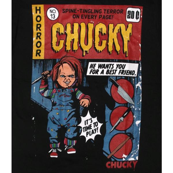 CHILDS PLAY : CHUCKY COMIC LIGHTWEIGHT T-SHIRT 正規品1988年の公開以来、6つの続編、テレビシリーズ、リメイク版等が製作されたほか、コミック、テレビゲーム、タイアップ商品、アトラクションなどの...