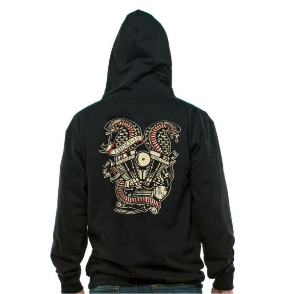 ラッキー13 パーカ /THE TWIN COBRAS HOODIE- BLACK 　正規品1991年、南カリフォルニアの小さなガレージで友人数人でスタートしたLUCKY13,LifeStyleに密着したCOOLなアパレルを目指して,R&a...