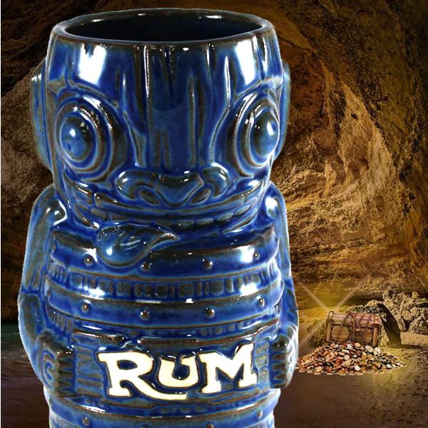 RUM CONNOISSEUR TIKI MUG - DUAL TONE BLUEThis crazy-eyed, tongue-wagging Tiki finds himself emerging out of a barrel of ...
