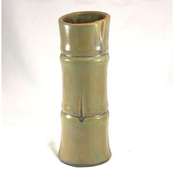 BAMBOO TIKI MUG - "STEELY DANG!"A piece of cut bamboo that is a ceramic Tiki Mug! The "Steely Dang! green satin glaze gi...