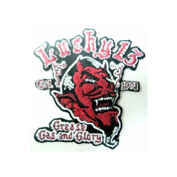 ※一枚の価格です。ご注文時に番号でご指定ください。 　ラッキー13のワッペン,GREASE GAS &amp; GLORY(Red Devil)とKing Of Foolの2種からチョイスしてください。ここ近年の人気デザイン!たかがワッペン...