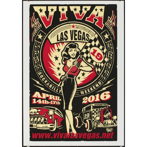 Vince Ray Viva Las Vegas #19 Silkscreen Rockabilly Weekend Poster 2016Artist: Vince RayVRVLV19・Vince Ray Viva Las Vegas ...