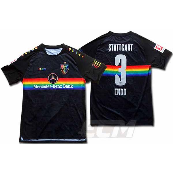 ■商品説明ブンデスリーガのシュトットガルトのユニフォームになります。多様性を尊重する1試合限定の特別ユニフォームを発表！3月18日ヴォルフスブルグ戦にて使用しました。遠藤選手のネームナンバー付ユニフォームになります。■商品仕様素材：ポリエス...