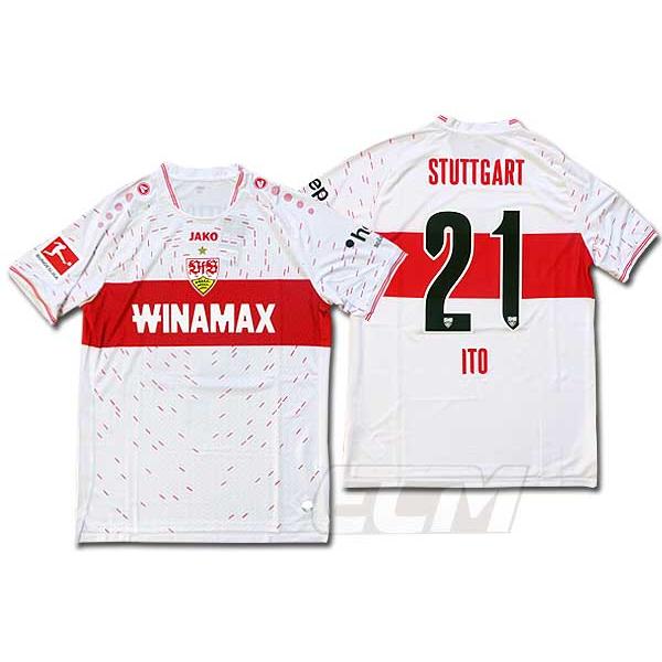 ■商品説明ブンデスリーガのシュトットガルトのユニフォームになります。日本代表で活躍する伊藤洋輝選手のネームナンバー付ユニフォームになります。■商品仕様素材：ポリエステル・No.21 ITO ネームナンバー付・ブンデスリーガパッチ付・左袖スポ...