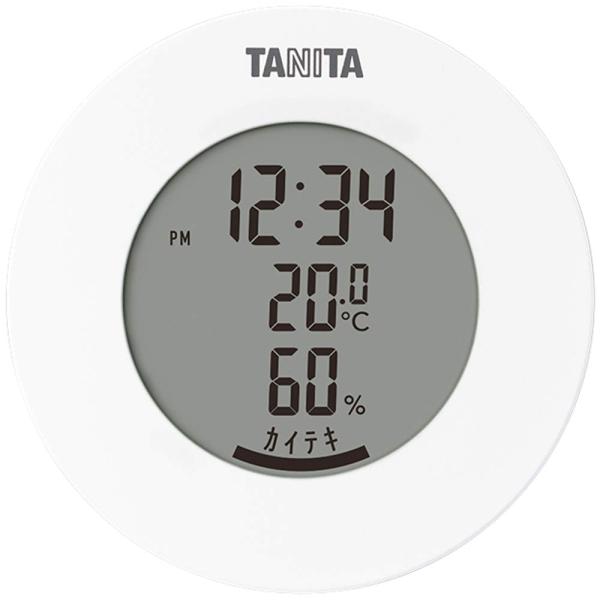 【商品名】　タニタ 温湿度計 時計 温度 湿度 デジタル 卓上 マグネット ホワイト TT-585 WH 【商品説明】　・サイズ(約):幅7.5×奥行4.6×高さ7.3cm・測定範囲:温度/-5.0~50.0度・湿度/20~95%、過去の最...