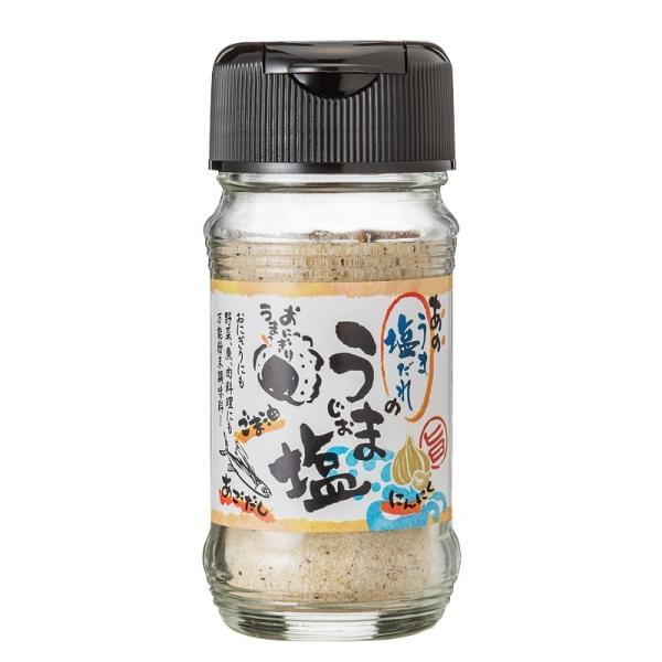 ひとふりで何でもできる！大人気うま塩だれシリーズから「うま塩ソルト」が登場！！ご飯にかけて「かけソルト」、スープの味付けに「まぜソルト」、レモン汁と合わせてつけだれに「つけソルト」 ひとふりで美味しい万能調味料です。