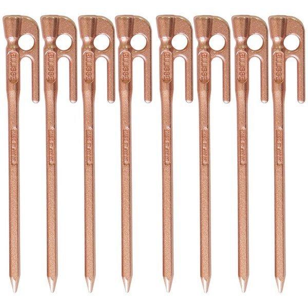 【ここがポイント！】素材の丸い鋼材を約１１００℃になるまで真っ赤に熱し、約１トンという強力な力で一気に断面を楕円形に潰した鍛造ペグ。熱した鋼材に強力な圧力を加えることによって、優れた強度を持つペグが完成します。通常の丸棒のペグは地中でペグが...