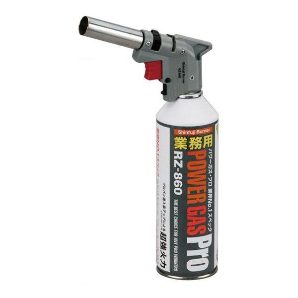 点火、消火の操作はライター感覚。空気調整機能、連続使用ロック機能、誤作動防止機能など多彩な機能を搭載。自動車工場の生産ラインでも使われているハイエンドモデルです。適合ボンベ:ねじ込み式RZ-850、RZ-860フルタイム逆さ使用可能電子着火...