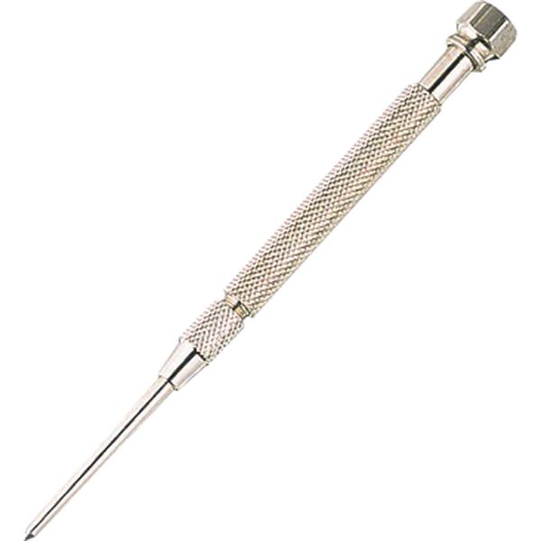 特長●コンパクトサイズで、工具箱の中でも邪魔になりません。●針を取り替えられます。仕様●本体サイズ 128×10×10mm●製品質量 31g●材質 本体：真ちゅう 針先：タングステンスチール