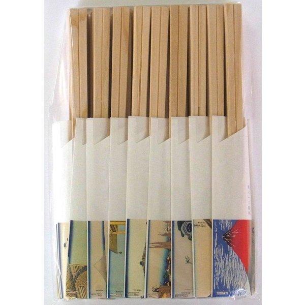 【ここがポイント！】間伐材を使った割り箸！間伐材を使うことで森が元気に育つんです！みなさん、この割り箸使って、周辺の森を元気にしましょう富嶽三十六景の呼び名通り、箸袋が36種類！【商品仕様】材質　ヒノキ全長　20.5cm入数　20本生産　日本製