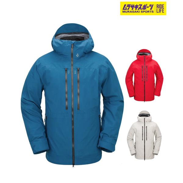 【VOLCOM】ボルコムのGORE-TEX搭載・シンプルな単色デザイン スノーボード用ジャケット・GORE-TEX搭載。優れた防水性と透湿性を兼ね備え、厳しい天候でも快適な着心地を提供します。・パウダースカート付きで深い雪でも雪が侵入しにく...