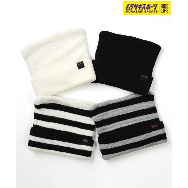 【6KNOT】シックスノットのスノーボードビーニーストリートのトレンドの四角い形状のカフビーニーです。被ると角がネコミミになるポップなデザイン。