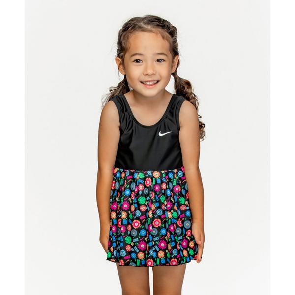 【初めてのプールや海におすすめ、ワンピース水着】●一体型なのでアクティブな動きにもフィットし、お着替えも簡単。●バストとクロッチ部分は裏地つき。≪商品詳細≫■素材■ナイロン：80%、ポリウレタン：20%■サイズ目安■【100cm】身長：95...