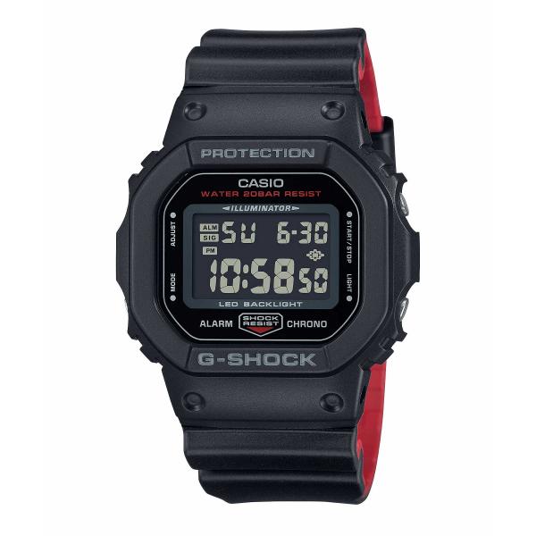 【G-SHOCKのカラーを活かしたブラック&amp;レッドシリーズ】●G-SHOCKのブランドカラーをケースとバンドに採用することで、ブラックを基調とした無骨なタフさを演出しています。●バンドにはバイカラー成形プロセスを採用し、外側が黒色、...