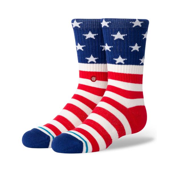 【アメリカ国旗をモチーフにした楽しい一足。】●上質のコームドコットンを使用し、柔らかで滑らかな肌触りを。●磨耗の激しいつま先とかかと部分には、スタンス独自の優れた耐久性を持つ新素材『インフィニット』を採用。●通常のモデルより5倍の耐久性を実...