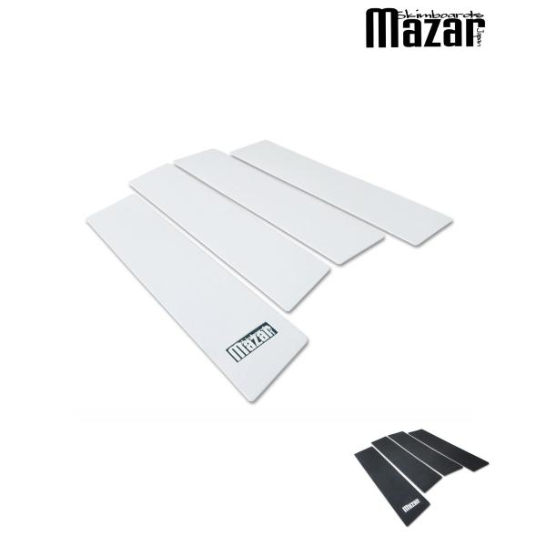 【MAZAR】フロントサイドパッド。スキムボードのフロントサイドに最適化された4ピースタイプのトラクションパッド。センターアーチバーと組み合わせることで、ワックス不要でも高いグリップ性能を発揮します。表面には、なめらかな足触りが特徴の縦方向...