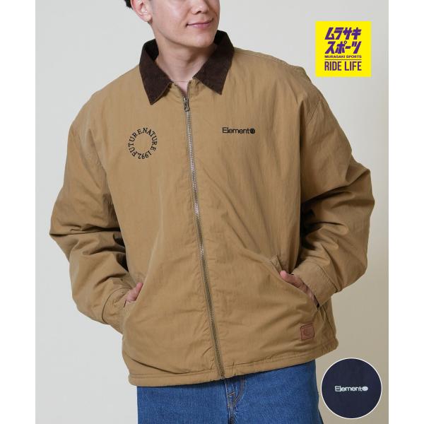 【コットンナイロン素材を使用し、襟にコーデュロイ素材を採用したフルジップブルゾン】●製品洗い加工が施されており、独特なエイジング感を演出。●裏地には薄中綿を採用し保温性あり。●両胸に刺繍があり、後身にはワーク感のある刺繍を配置。●裾にはドロ...