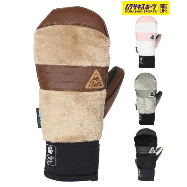 【eb's】エビスのスノーボードグローブモコモコのファーと肉球デザインでゲレンデ映え抜群。見た目はポップでも、中身は本気。グローブインサートには「デラファイン」を採用し、防水・透湿性ともに優れ、雪のコンディションに左右されない快適性を実現。...