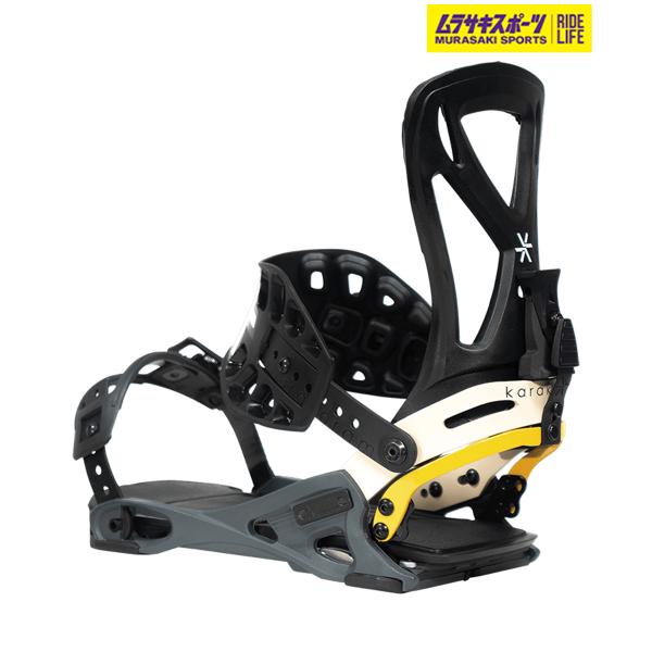 【KARAKORAM】カラコラムのスノーボードバインディング文字通りレイバック（気楽な）レスポンス。柔らかいレスポンスとフレックスパターンによりサーフ感覚の乗り味を与えるLAYBACK（レイバック）。低めで柔軟なサーフサイドウォールにより自...