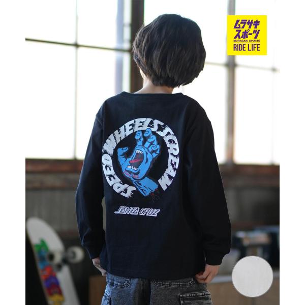 【スクリーミングハンドのプリントが大胆なキッズ長袖Tシャツ】●バックプリントが特徴的なロンT●一枚ではもちろんジャケットのインナーにもほどよい厚さで、着回し力抜群●柔らかく肌触りの良い、綿100％●コーディネートに取り入れやすい3カラーの展...