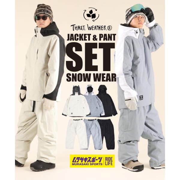 ☆スノーボードウェア 2点セット THREEWEATHER スリーウェザー TW-015J TW-065P 25-26モデル■ジャケットサイズ目安■【S】着丈76cm 肩幅51cm 身幅62cm 裄丈86cm【M】着丈79cm 肩幅53cm...