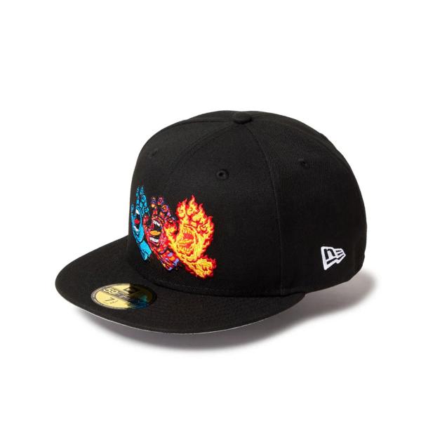 爆買 【アメリカを代表するスケートボードブランド、サンタクルーズとのコラボレーションシリーズ】ブランドを象徴するアイコン、「スクリーミングハンド」やのサークルロゴをクラウン全体に刺繍でレイアウトしたデザイン。●シルエットはニューエラを代表す...