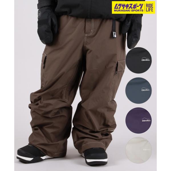 【DIMITO】ディミトのスノーボード、ウェアタフで、スタイリッシュ。機能美を追求したワークパンツ。同シリーズのジャケットと完璧にマッチする、ポイントステッチが施されたワイドパンツです。セットアップでの着用はもちろん、単体でもそのデザイン性...