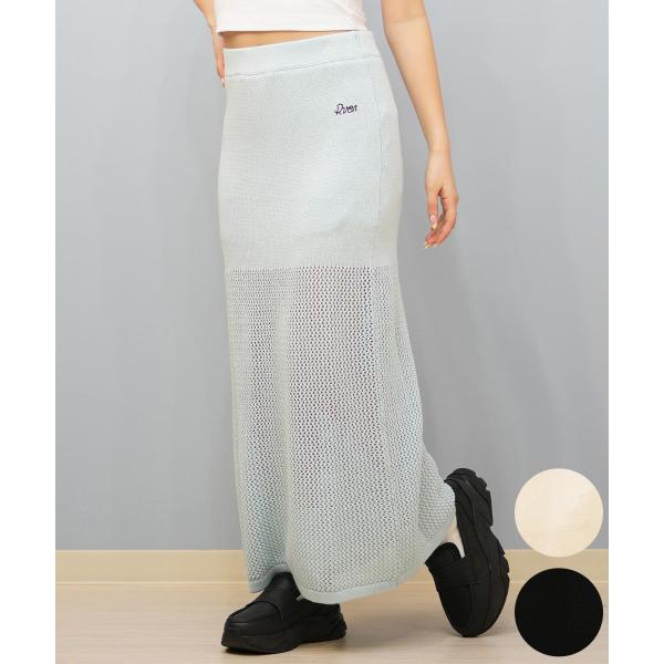 【上品で快適な着心地を実現！シンプル＆スタイリッシュなマキシ丈ニットスカート】●シンプルで洗練されたデザインのマキシ丈スカート。●ニット素材を使用し、柔らかく快適な着心地を実現。●下半分にはメッシュデザインを施し、シンプルながらもコーディネ...