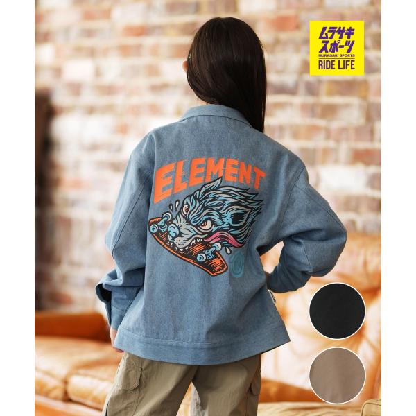 【TIMBERコラボのウルフアートコーチジャケット】● TIMBERコレクション● 左胸にELEMENTの刺繍● バックにTIMBERデザインのウルフアートをプリント● 左右にポケット付き● 前右裾にELEMENTロゴを模したレザー調のパッ...