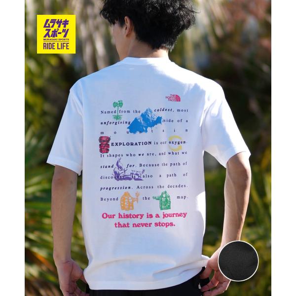 【アウトドアを楽しむTHE NORTH FACEのマインドをグラフィックとメッセージで表現した半袖Tシャツ】●山のシルエットやアウトドアモチーフを組み合わせたデザインに、「EXPLORATION is our oxygen.（探求こそが私た...